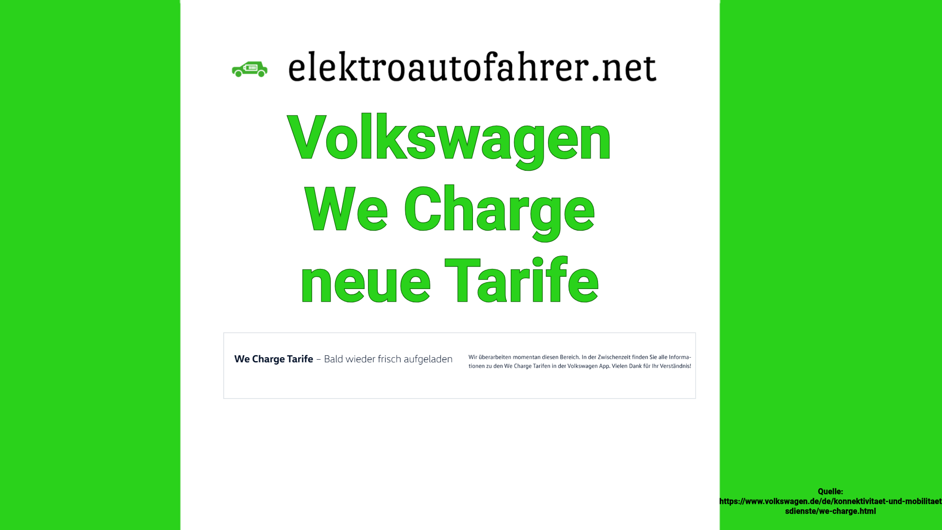 We Charge Tarife 2025: Alles zu Preisen und der VW Ladekarte